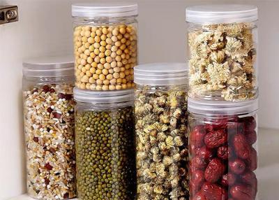 Cina barattoli di plastica di stoccaggio dell'alimento 25ml-1000ml con i coperchi intorno al contenitore dell'animale domestico insipido in vendita