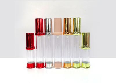 中国 金の帽子が付いている5ml 10mlの化粧品の空気のないびんの再生利用できる透明なポンプ 販売のため