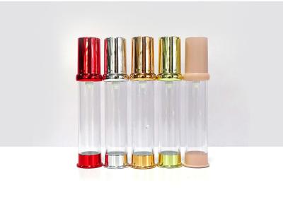 中国 金の帽子が付いている5ml 10mlの化粧品の空気のないびんの再生利用できる透明なポンプ 販売のため