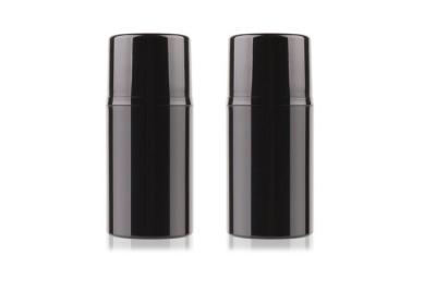 Cina bottiglia senz'aria cosmetica nera lucida 30ml-150ml per la crema della protezione solare in vendita