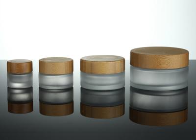 Cina l'unguento di vetro verde 50ml stona il barattolo crema glassato coperchio di bambù Logo Customization in vendita