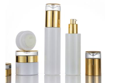 Cina Bottiglia cosmetica 100ml Logo Print su ordinazione della pompa di Pearl White dei cappucci acrilici dell'oro in vendita