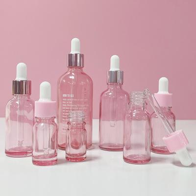 Cina Bottiglia di lusso rotonda 5ml 10ml 15ml 30ml 100m del contagoccia di occhio di vetro di rosa di pendenza del siero in vendita