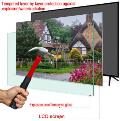 China 75 85 100'' Double Glass TV 4K UHD Smart Android TV Screen Tempered Glass Large Screen for sale