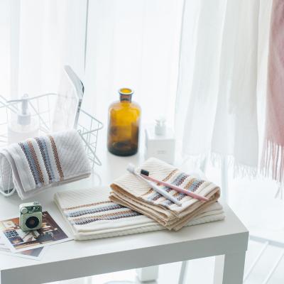 China striped thickening cotton towel wholesale plain Fast Drying household adult face towel High Absorbent hand towel for sale