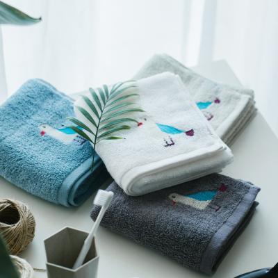 China 1PC Face Towel Bird Jacquard 35*75cm 100% Cotton Absorbent Hand Towel Shower Hair Quick-Dry Towel Home Daily Using for sale