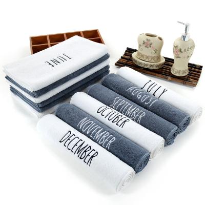 China 100% Cotton Embroidery 12 month Towel High Quality White Face Towel Sport Bath hand Towel Bathroom Home Hotel use for sale