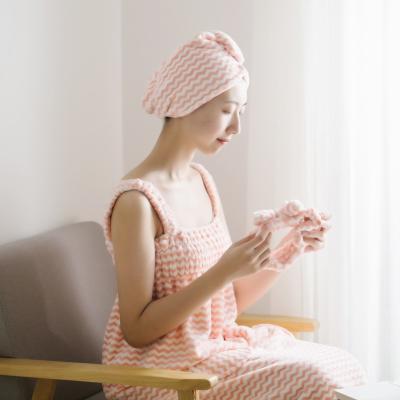 China Magic Wearable Bowknot Lady Bath Towel With Pocket Microfiber Towel Set For Gifts Hair Drying Cap Hat Head Towel for sale
