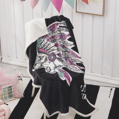 China Cartoon winter double thickening coral berber fleece lunch break blanket flannel baby blanket children blanket for sale