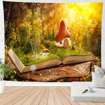 China bohemian home decor wall tapestry hanging huge mushroom house fairyland psychedelic tapestry for sale