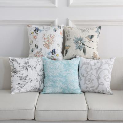 China Pastoral Cotton Quilted Fabric Pillowcase Flower Cushion Cover Cloth Throw Pillow Cover Pillow Case Home Car Sofa Décor for sale