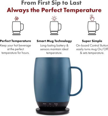 China Portable Digital Style Diseño de fábrica Bebidas que se calientan a sí mismas Temperatura controlada Bebida directa Taza de café Viajes inalámbricos en venta