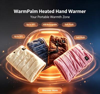 China Portable USB Electric Heated Hand Warmer 3 Adjustable Temperature Max 50°C Soft Flannel Rechargeable Hand Heating Bag Winter Outdoor Warm Gift for sale