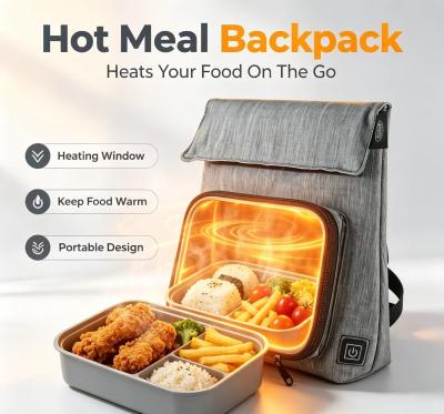 China Polyester Fiber USB Heating Lunch Bag, Waterproof Leak‑Proof Food Warmer, Removable Washable Heating Unit,50‑59℃，3‑Level Temperature Adjustment for On‑the‑Go Meal Warming for sale