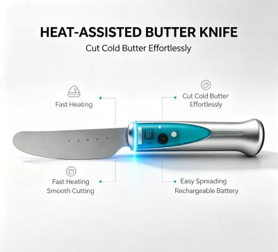 China Baking Must-have Electric Butter Heating Knife, Waterproof Touch Control Butter Softening Cutter, 1020mAh USB Rechargeable, Great Kitchen Gadget Gift for sale
