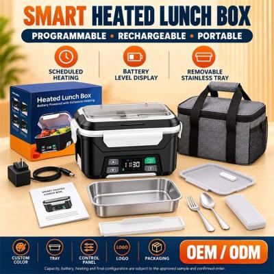China Smart Heated Lunch Box, Graphene Broad-Area Heating with Scheduled and Immediate Heat, Rechargeable Cordless Design with Removable Stainless Steel Tray, Custom Color Logo and Packaging for sale