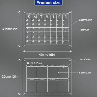 China Factory Directly Customized Monthly Weekly Daily Planner Calendar Clear Acrylic Fridge Magnetic Dry Erase Board for sale