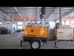 7 meter trailer verlichting vuurtoren 5KW diesel generator met 1000W * 4 goud halogeen licht