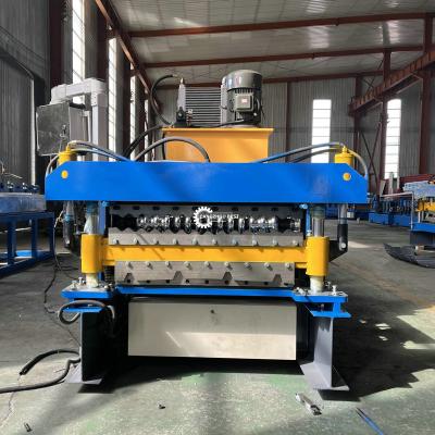 China Corrugated IBR Trapezoidal Double Layer Roll Forming Machine Hydraulic cutting for sale