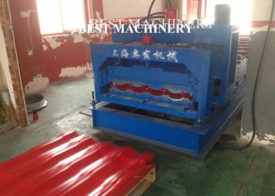 China Color Steel Roof Tile Roll Forming Machine PLC System AF - 828 with Pressing for sale