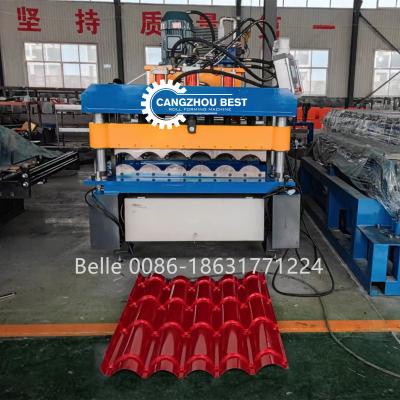China Transmissão por cadeia 9-11 fileiras Roof Tile Roll Forming Machine para 300H Steel Roofing à venda