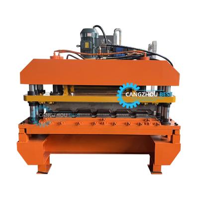 China Υδραυλική κοπή 5.5kw Δύναμη Χρώμα Χάλυβα Προφίλ Ρωσία Κεραμίδας Roll Forming Machine for sale