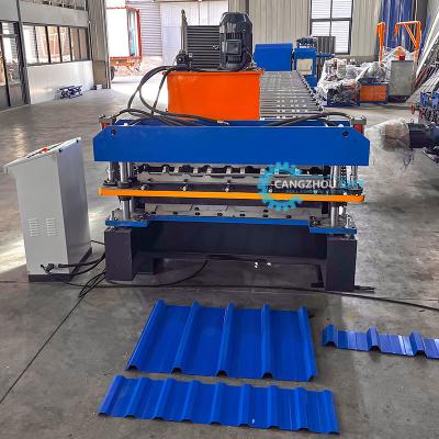 中国 二重層鋼ゴールド&トラペサディアルカラー鋼屋根シートロール形成機械 販売のため