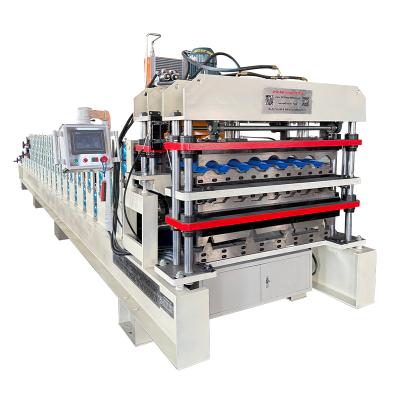 China Steel Profile Three Layer Roofing Tile&Corrugated&IBR Sheets Roll Forming Machine Line for sale