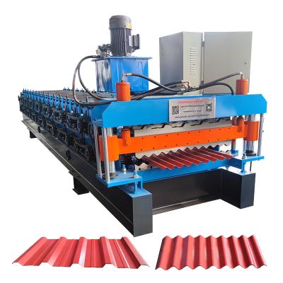 China Two profile IBR and corrugated roof in one machine High-speed production, precision cutting machine for sale