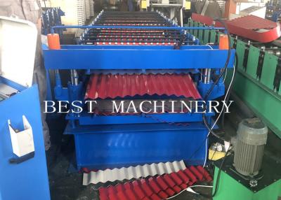 China PPGI Steel Two Layer Corrugated Roof Sheeting Machine , Roof Sheet Rolling Machines for sale
