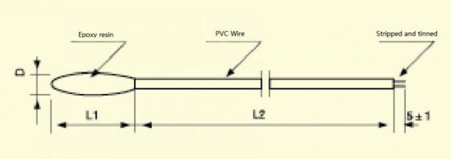 CQC Certificated Waterproof CWF Precision Custom NTC Temperature Sensor 10KOHM 3950 For HVAC and Refrigeration
