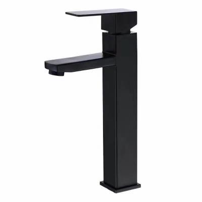 China Modern Basin Mixer Faucet with Ceramic Valve Core SUS304 Stainless Steel Water Saving Bathroom Tap in Matte Black (J50H-ss black) for sale
