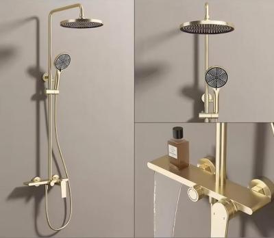 China Shower Set Bathroom Mixer with Brass Body Zinc Handle and SU304 Shower Bar Chrome Black Gunmetal and Gold Finish Options (X106 brush gold) for sale