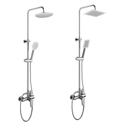 China Bathroom Shower Set Mixer Faucet with Brass Body Zinc Handle and SU304 Shower Bar Chrome Black Finish Options for sale