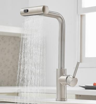 China Oersitor Kitchen Faucets Gray Pull Out Rotation Waterfall Stream Sprayer Head Sink Mixer Matte Black SS Brushed Water Tap Accessories for sale