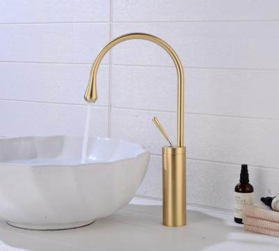 China Oersitor Modern Basin Faucet Brushed Gold Black Silver Faucet Deck Mounted Basin Sink Tap Mixer Hot Cold Brass Tap for Bathroom (S61H brush gold) for sale