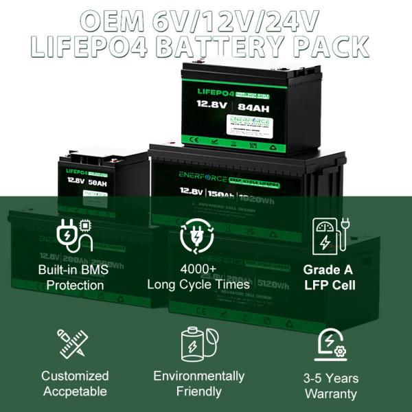 12.8V 100Ah LiFePO4 배터리 Enerforce OEM 태양광 및 백업 시스템에 대한 긴 수명