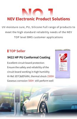 China 9422 Polyurethane Conformal Coating For Electronics Clear Brown Yellow 37% Solids -65°C To 130°C Range For Circuit Board Protection Automotive Aerospace And Energy Storage for sale