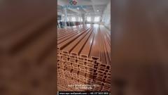 Red Brown 1st Gen Fluted WPC Wall Panel Factory Real Shot