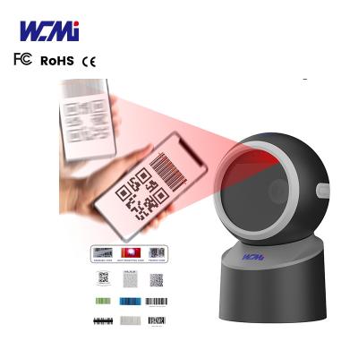 China WCMI 1d&2d Hands Free Bar Code Cord Scanner High Speed Barcode Reader Desktop QR 2d  Scanner Work With Printer for sale