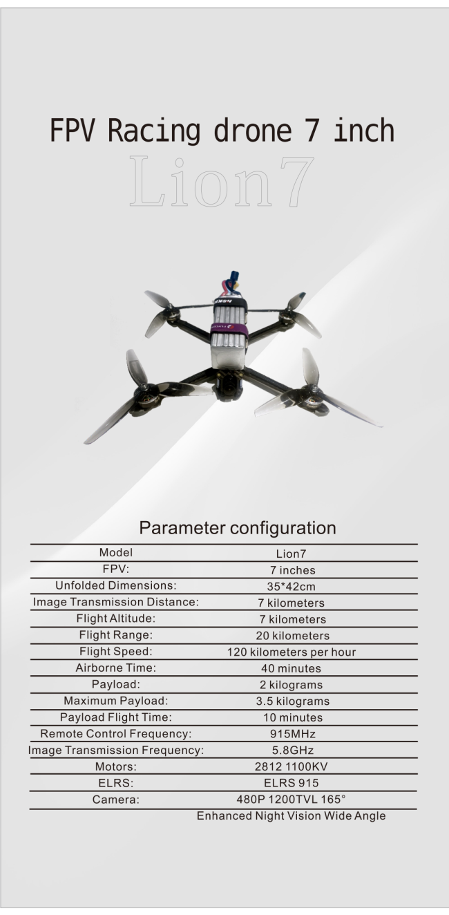 factory supplies 7-inch FPV quadcopter load 2~3.5kg drone with Night vision wide angle camera