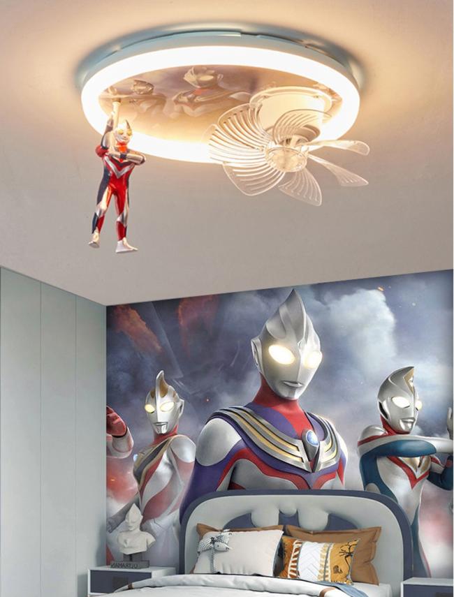 SENKAI modern japanese cartoon Ultraman ceiling light round LED ceiling fans House decoration for boys