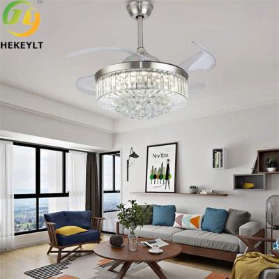China 50W LED Smart Crystal Ceiling Fan Light Kit With Remote Control for sale