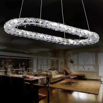 China Interior Hanging Stainless Steel Modern Led Crystal Pendant Light For Villa Bedroom for sale
