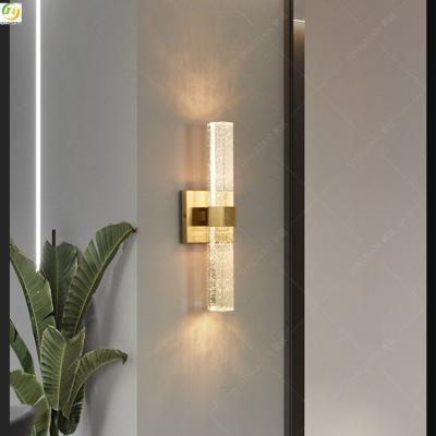China Luxury Metal Crystal Post Modern Wall Light BedroomBackground Decorative for sale