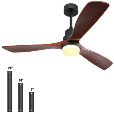 China Dimmable 52'' Ceiling Fan With LED Lights Wood Iron Black Decoration for sale