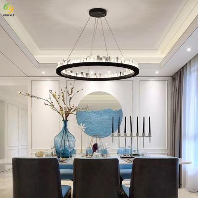 China Round LED Modern Ring Light Luxury Atmosphere Living Room Crystal Lamp for sale