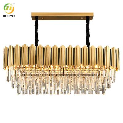 中国 100Watt E14 長方形 Led ペンダント ライト クリスタルとメタル ゴールドとクリア ハンギング 販売のため