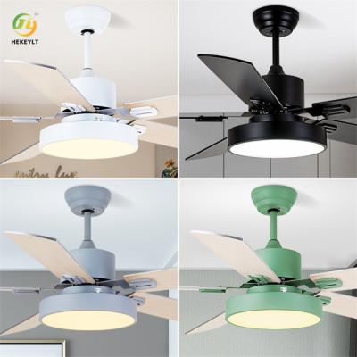 China Downrod LED Metal And Wood Remote Control Ceiling Fan Light 48W 52 Inch for sale