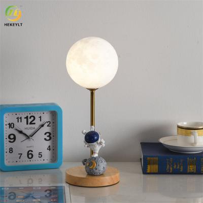 China D120*H320mm Multiple dimming 3D Printed Moon Lamp Starry Sky Wood+Iron Lamp Bedside Table Lamp for sale